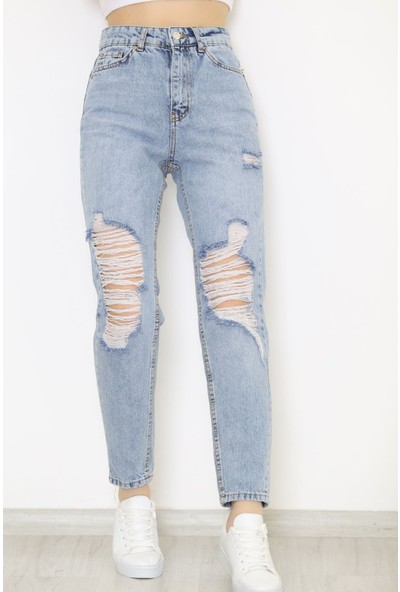 Yırtıklı Kot Pantolon Mavi