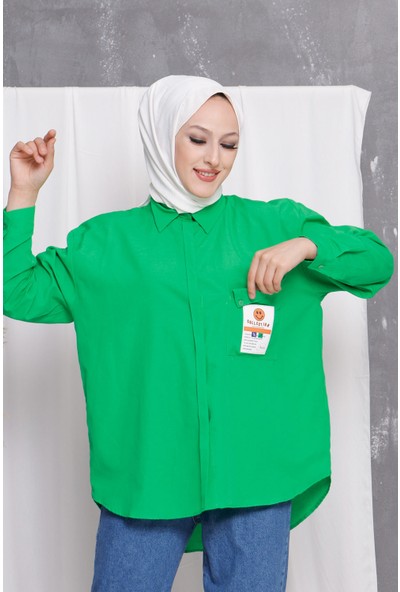 İmaj Butik Katlama Cep Detaylı Armalı Tesettür Gömlek/yeşil İmaj Butik Katlama Cep Detaylı Armalı Tesettür Gömlek/yeşil