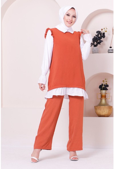 İmaj Butik Gömlek Yaka Kol Gipe Detaylı Tesettür Takım/kiremit İmaj Butik Gömlek Yaka Kol Gipe Detaylı Tesettür Takım/kiremit