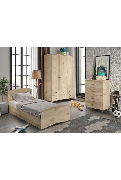 Kzn Home Nova Genç Odası Takımı Meşe - 3 Parçalı Tamamı 1. Kalite Mdf Kzn Home Nova Genç Odası Takımı Meşe - 3 Parçalı Tamamı 1. Kalite Mdf