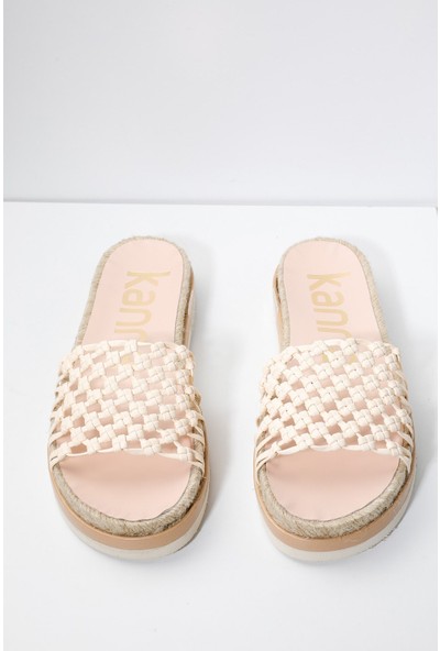 Kanna Örgü Detaylı Deri Terlik