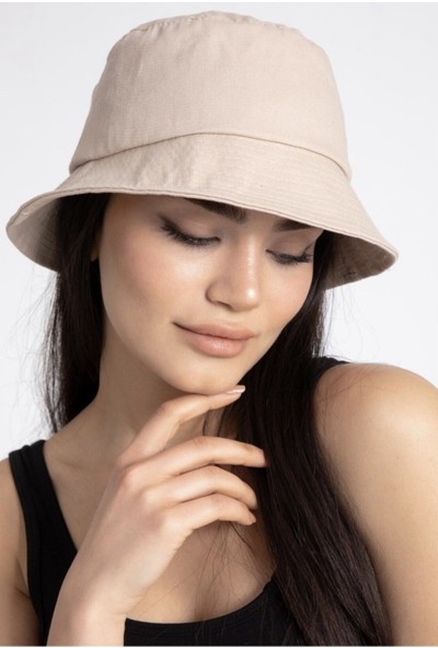 Kadın Kahverengi Düz Bucket Şapka