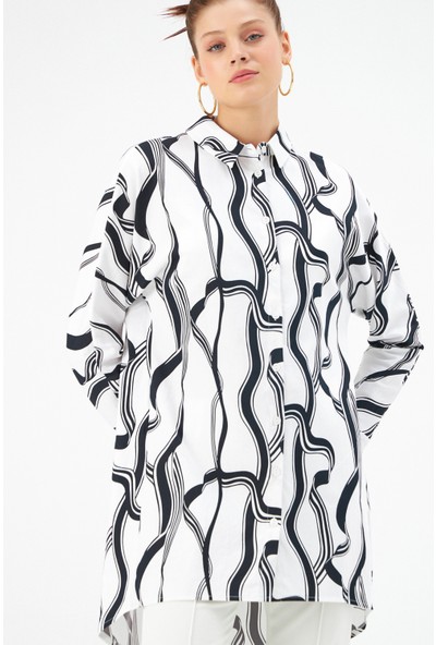Muni Muni Oval Kesim Gömlek - 50460-EKRU Siyah Muni Muni Oval Kesim Gömlek - 50460-EKRU Siyah
