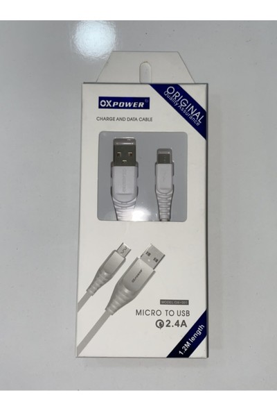 Oxpower Ox Power Micro To USB 2.4A Şarj Kablosu Oxpower Ox Power Micro To USB 2.4A Şarj Kablosu