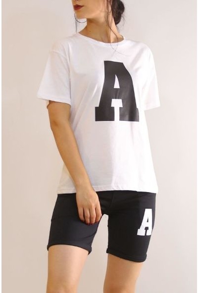 Harf Baskı Şortlu Takım Siyaha - 1367.1250.