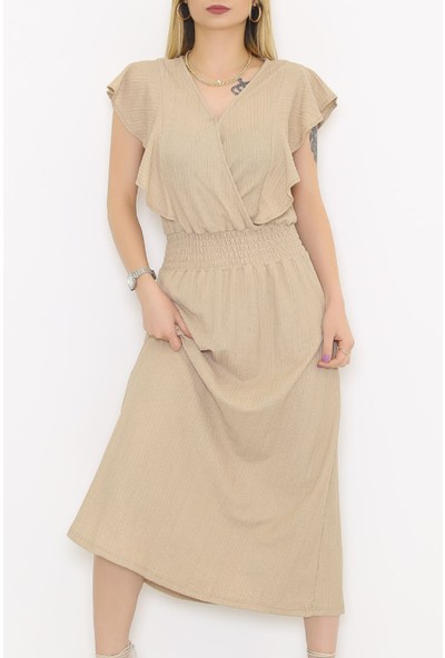 Bns Butik Kruvaze Yaka Elbise Sütlükahve - 9482.1247.