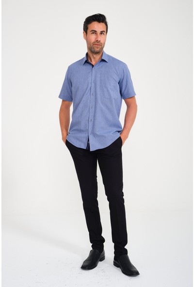 Fitmens Klasik Kısa Kol Pitikareli Swift Garneli Ara Biyeli Gömlek - Lacivert Fitmens Klasik Kısa Kol Pitikareli Swift Garneli Ara Biyeli Gömlek - Lacivert