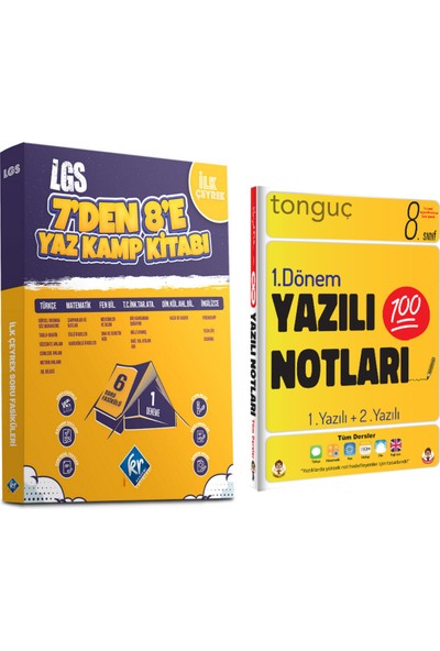 7 Den 8 E Hazırlık Yaz Kamp Kitabı ve Tonguç Akademi 8. Sınıf 1. Dönem Yazılı Notları Seti 7 Den 8 E Hazırlık Yaz Kamp Kitabı ve Tonguç Akademi 8. Sınıf 1. Dönem Yazılı Notları Seti