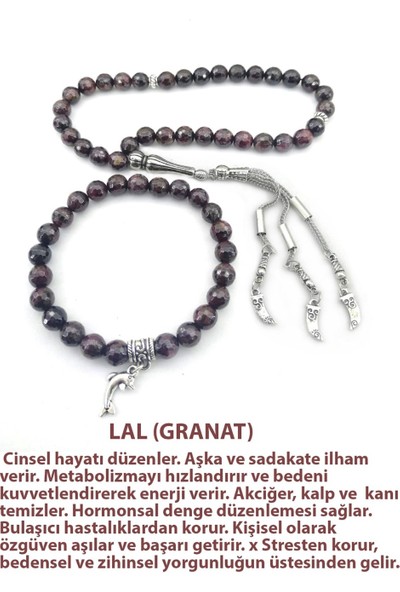 Osmanlı Doğaltaş Lal (Granat) Bileklik-Tesbih 2'li Takım Doğal Taş T047 Osmanlı Doğaltaş Lal (Granat) Bileklik-Tesbih 2'li Takım Doğal Taş T047