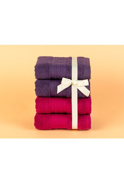 Madame Coco Fabrice Düz 4'lü Yüz Havlu Seti - Fuşya / Mor Madame Coco Fabrice Düz 4'lü Yüz Havlu Seti - Fuşya / Mor