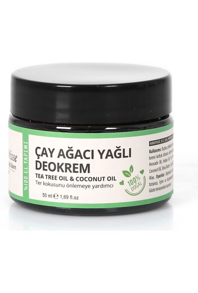 Doğal Koltuk Altı Kremi 50 ml (Çay Ağacı Yağlı Deokrem) Ter Kokusuna Karşı Mükemmel Etki Doğal Koltuk Altı Kremi 50 ml (Çay Ağacı Yağlı Deokrem) Ter Kokusuna Karşı Mükemmel Etki
