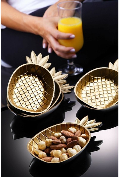 Kelzin 6'lı Ananas Çerezlik Gold Plastik