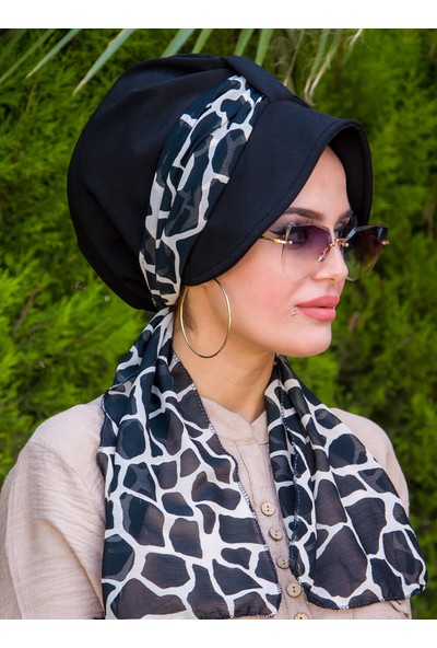 Desenli Şapka Bone Siyah