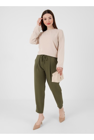 Loreen Beli Lastikli Pantolon Haki