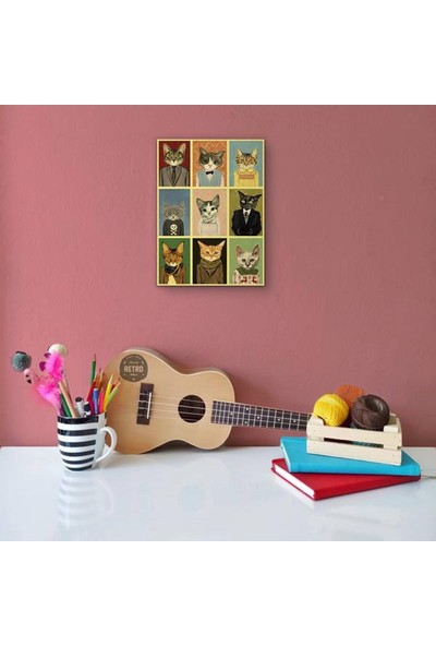 Retro Tablo 9 Kedi Retro Tablo Retro Tablo 9 Kedi Retro Tablo
