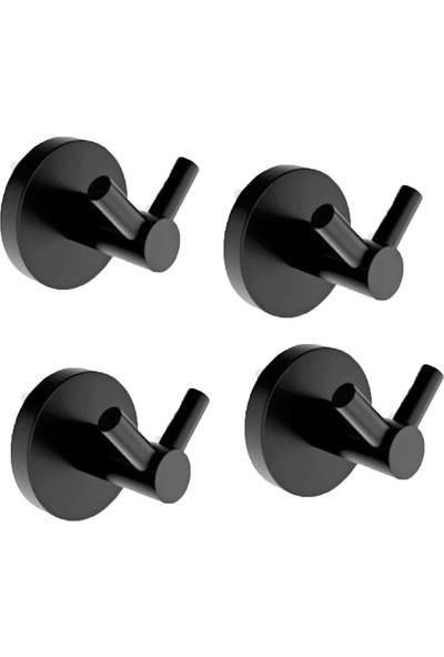 Fndhome Siyah Çatal V Bornoz Askılık 4'lü Set