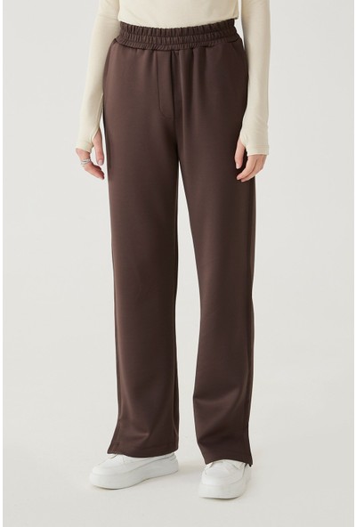 Suud Collection Kahverengi Bol Paça Scuba Pantolon