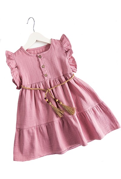 Nihals Butik Şile Bezi Rahat Kalıp Kız Çocuk Elbisesi