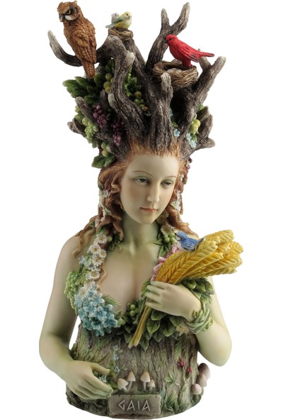 Veronese Gaia Figürü Renkli El Boyaması Toprak Ana Büst 26 cm