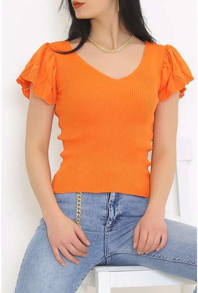 İsunstore Ön Arka V Yaka Triko Turuncu - 2313.352.