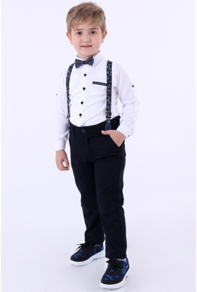 Shineness Erkek Çocuk Papyonlu Gömlek Pantolon ve Gömlek Askısı 4'lütakım