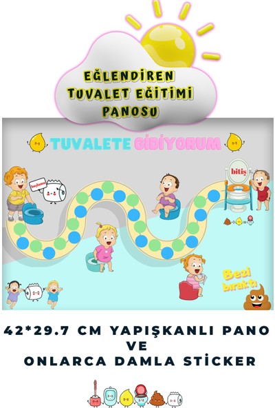 Nilzey Eğitici ve Eğlenceli Tuvalet Eğitim Panosu (29X42)