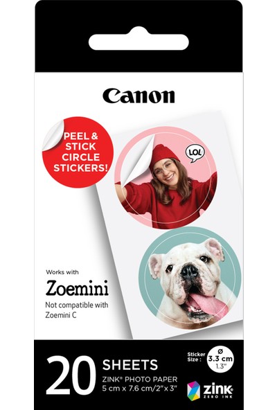 Canon ZP-2030-2C Zınk Circle Sticker 3,3 cm (20 Sheet) Canon ZP-2030-2C Zınk Circle Sticker 3,3 cm (20 Sheet)