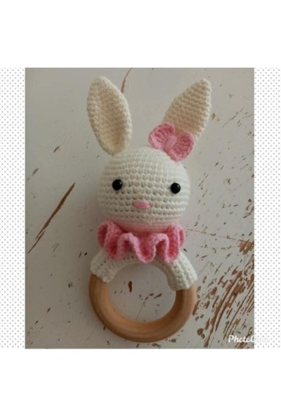 Örgü Dünyası Amigurumi Çıngırak,organik Oyuncak,ahşap Diş Kaşıyıcısı,tavşancık
