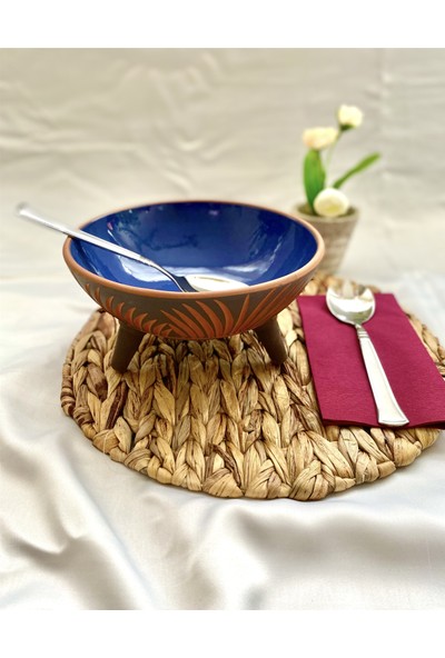 ABRA HOME Işlemeli Ayaklı Salata,meyvelik Seramiktoprak Sunum ve Dekoratif Kase ABRA HOME Işlemeli Ayaklı Salata,meyvelik Seramiktoprak Sunum ve Dekoratif Kase