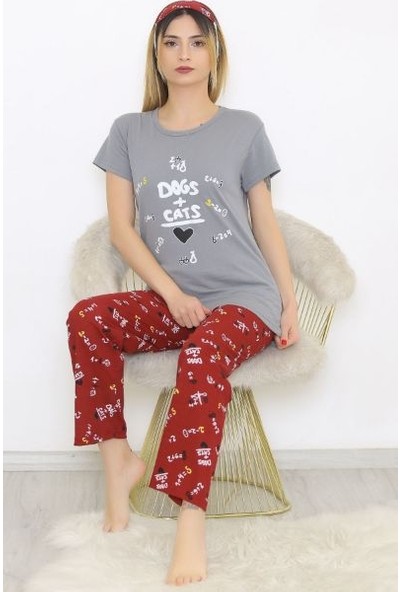Baskılı Pijama Takımı Fümebordo - 9085.1287.