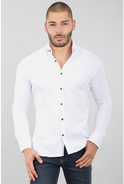Erkek Düz Body Ince Gabardin Slimfit Beyaz Gömlek Erkek Düz Body Ince Gabardin Slimfit Beyaz Gömlek