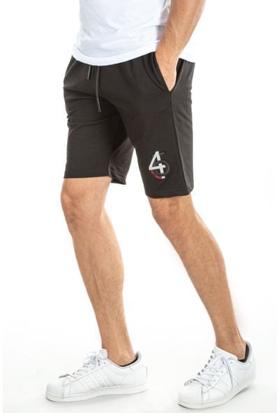 Erkek Sol Paça 45 Est 1953 Nakış Işleme Tam Kalıp Siyah Şort Erkek Sol Paça 45 Est 1953 Nakış Işleme Tam Kalıp Siyah Şort
