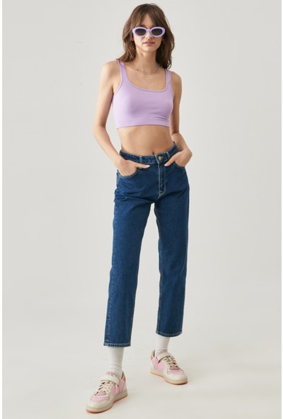 Carol Button Fly Regular Straight Yüksek Bel Jean Kot Pantolon Carol Button Fly Regular Straight Yüksek Bel Jean Kot Pantolon