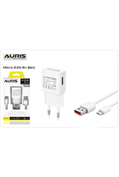 Extreme Auris 2.2A Şarj Aleti 1 Metre Micro USB Kablo ve Şarj Başlığı Extreme Auris 2.2A Şarj Aleti 1 Metre Micro USB Kablo ve Şarj Başlığı