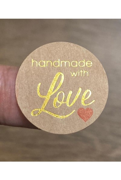 Etiketcim Sticker Kraft Gold Yaldızlı- Handmade With Love- 24 Adet Etiketcim Sticker Kraft Gold Yaldızlı- Handmade With Love- 24 Adet