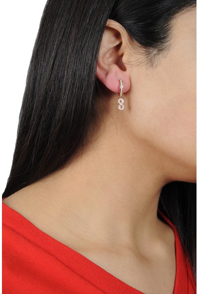 Encili Silver 925 Ayar Gümüş Rose Renk Halka Sonsuzluk Model Küpe Encili Silver 925 Ayar Gümüş Rose Renk Halka Sonsuzluk Model Küpe