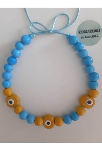 RENGARENK scrunchies Mavi Cam Boncuk Nazarlıklı Cam Boncuk Kolye Bodrum Cam Boncuk Kolye,sarı Kolye,boncuk Kolye,cam Kolye,mavi Kolye