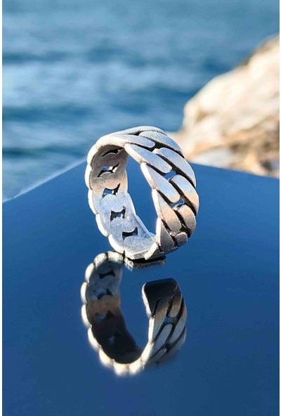 the collection Zincir Geçmeli Model Gümüş Kaplama Ayarlanabilir Yüzük