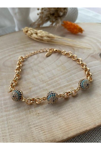 Tutti Collection Nazar Boncuklu Üç Top Çelik Bileklik Tutti Collection Nazar Boncuklu Üç Top Çelik Bileklik