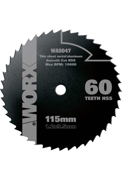 Worx Wa5047 115 x 9,5 mm Alüminyum, Pvc, Sac Kesme, Daire Testere Bıçağı Worx Wa5047 115 x 9,5 mm Alüminyum, Pvc, Sac Kesme, Daire Testere Bıçağı