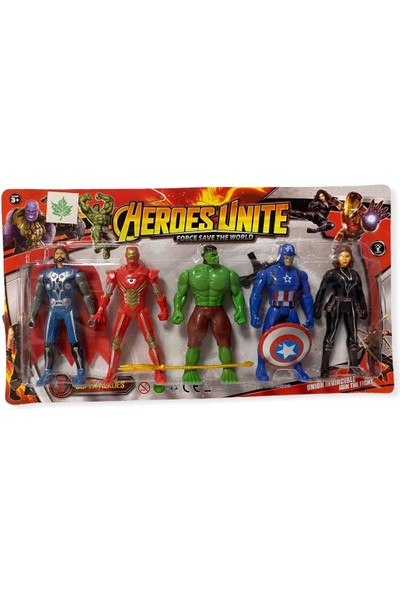Işıklı Avengers 5'li Hulk - Captain America - Iron-Man - Black Widow - Thor Figürlü Oyun Seti Işıklı Avengers 5'li Hulk - Captain America - Iron-Man - Black Widow - Thor Figürlü Oyun Seti