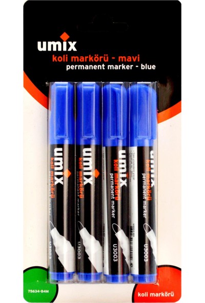 Umix Koli Markörü Kalemi Kalıcı Yuvarlak Uç 3 mm 4'lü Mavi Umix Koli Markörü Kalemi Kalıcı Yuvarlak Uç 3 mm 4'lü Mavi