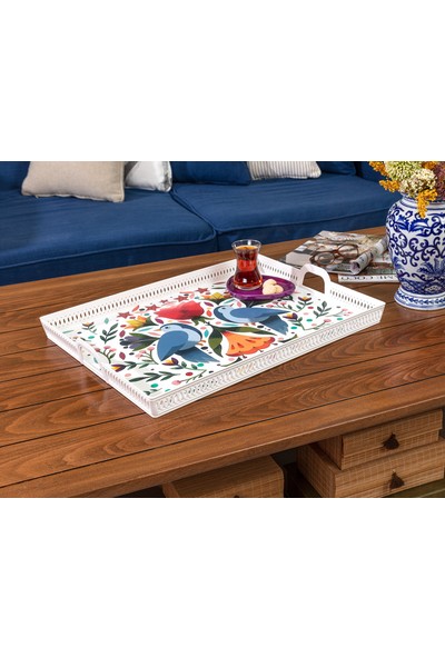 Madame Coco Varese Dikdörtgen Örgü Tepsi 52X39 cm