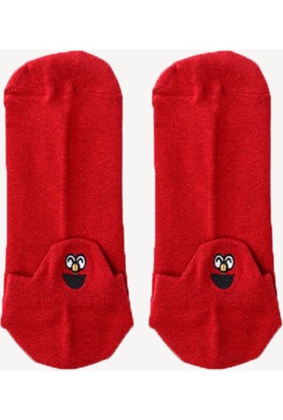 Unisex Emoji Nakışlı Kırmızı Patik Çorap Unisex Emoji Nakışlı Kırmızı Patik Çorap