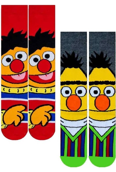 Edi&büdü Desenli Neşeli 2'li Unisex Soket Çorap Edi&büdü Desenli Neşeli 2'li Unisex Soket Çorap