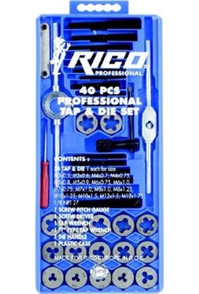 Rico 40 Parça Klavuz Pafta Seti Metrik Set Kılavuz Pafta Rico 40 Parça Klavuz Pafta Seti Metrik Set Kılavuz Pafta