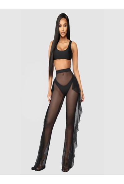 Parakini Kadın Siyah Tül Pantolon Lacy Pareo Parakini Kadın Siyah Tül Pantolon Lacy Pareo