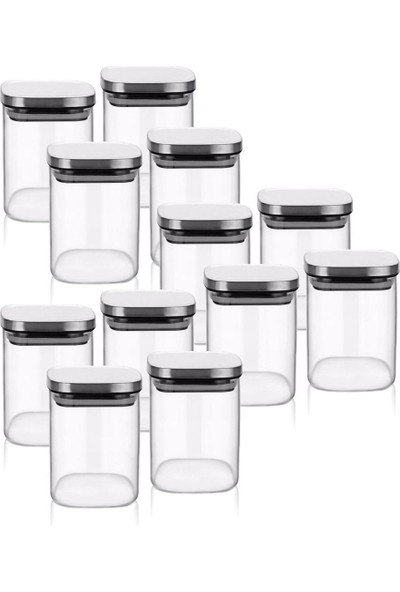 The Mia Borosilikat Cam 8li Saklama Seti 600 cc Gümüş The Mia Borosilikat Cam 8li Saklama Seti 600 cc Gümüş