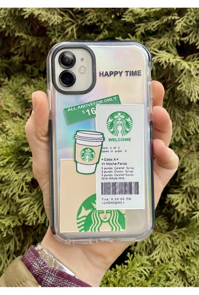 Gritty Iphone 11 Uyumlu Starbucks Desenli Hologramlı Koruyucu Darbe Emici Telefon Kılıfı Gritty Iphone 11 Uyumlu Starbucks Desenli Hologramlı Koruyucu Darbe Emici Telefon Kılıfı