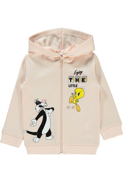Tweety Kız Çocuk Kapüşonlu Hırka 2-5 Yaş Açık Somon Tweety Kız Çocuk Kapüşonlu Hırka 2-5 Yaş Açık Somon